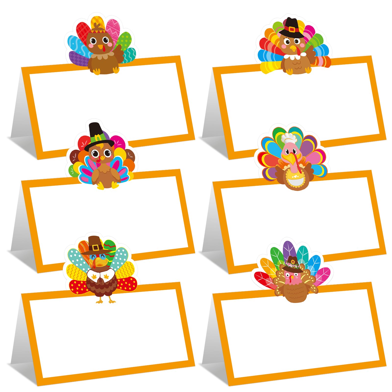 48 Pcs Thanksgiving Turkey Place Cards Turkey Seating Name Tags Placecard Holders Seating Thanksgiving Name Cards Tents for Dinner Party Birthday Wedding Supplies
