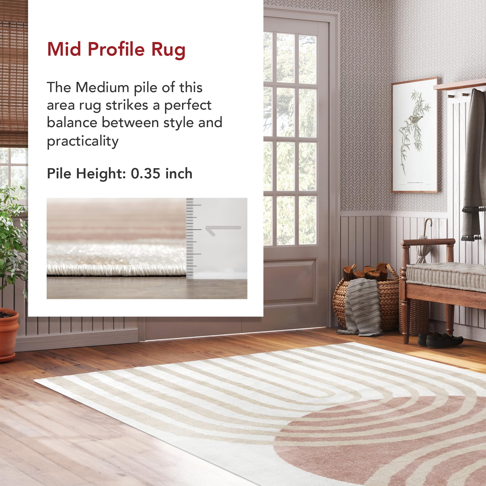 nuLOOM Shandra Abstract 3x5 Accent Rug for Living Room Bedroom Dining Room Entryway Kitchen, Blush/Ivory