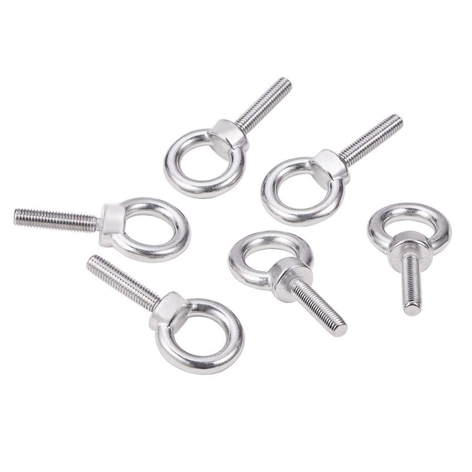 INCREWAY 6pcs Stainless Steel Eye Bolts,304 Stainless Steel M8x35mm Lifting Thread Eye Ring Bolt Screw Eyebolt