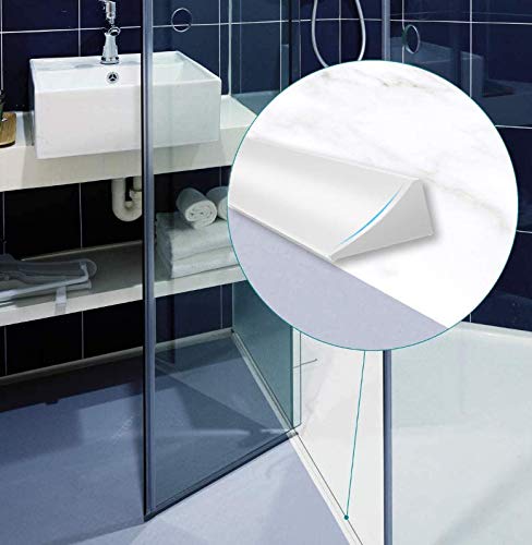 39 Inch Water Guard for Kitchen Sink, Silicone Rubber Kitchen Splash Guard, Corner Dam Water Retaining Strip for Countertop, Shower, Bathroom, Self Adhesive Caulk Seal Strip Edge Trim (Transparent)