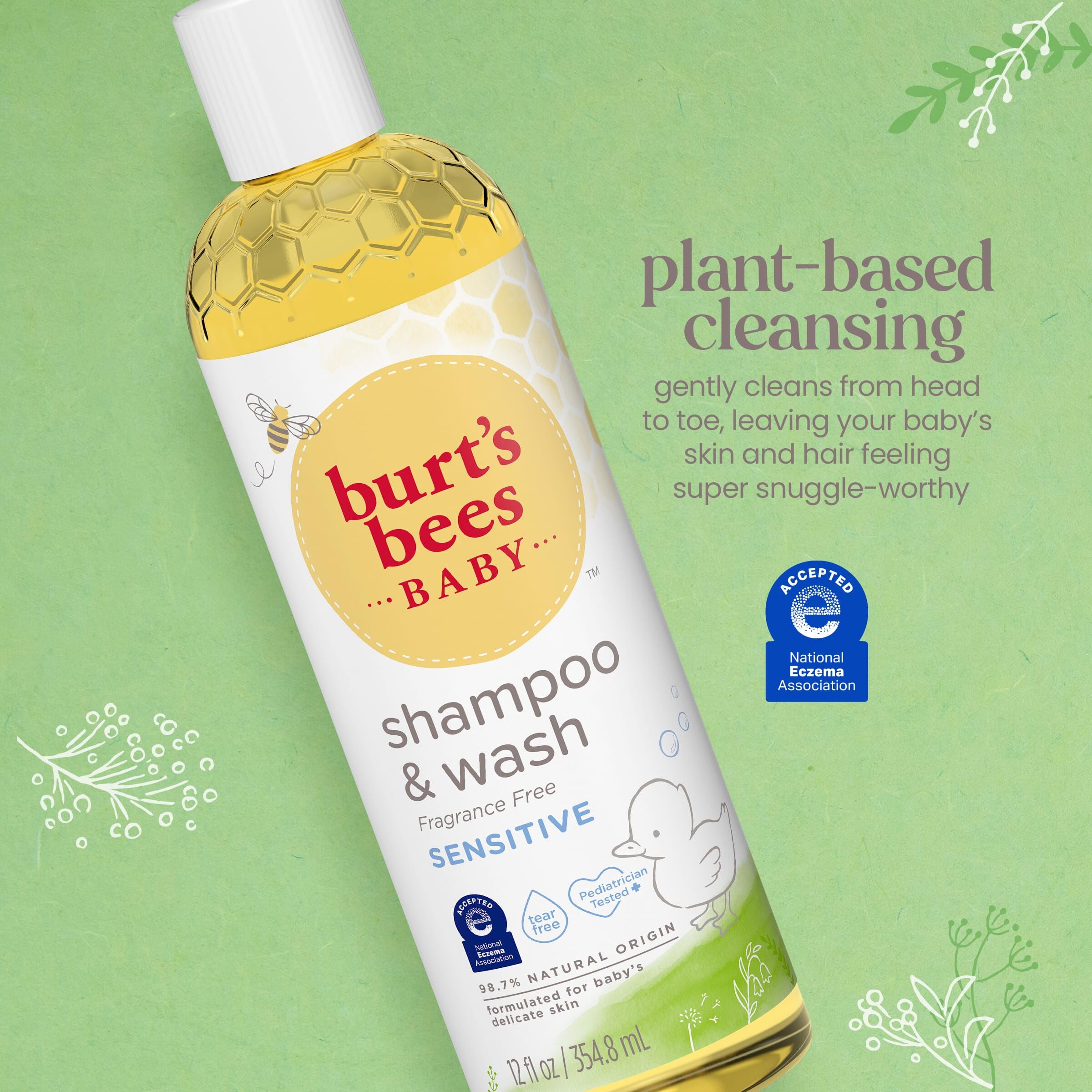 Burt's Bees Baby Shampoo & Wash, Fragrance Free & Tear Free Baby Soap - 12 Ounce Bottle