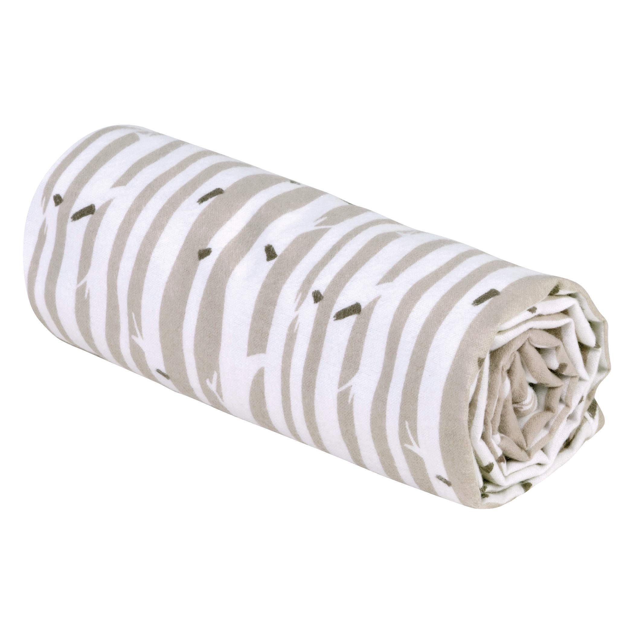 Trend Lab Birch Stripe Jumbo Deluxe Flannel Swaddle Blanket-Birch Stripe, 100% Cotton Flannel, Gray and White, 48 in x 48 in