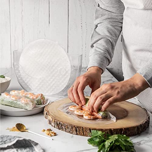 BANU Rice Paper Water Bowl with Side Pocker Holder for Rice Paper Wrappers for Spring Rolls, Summer Rolls. Spring Roll Maker, Banh trang holder (1)