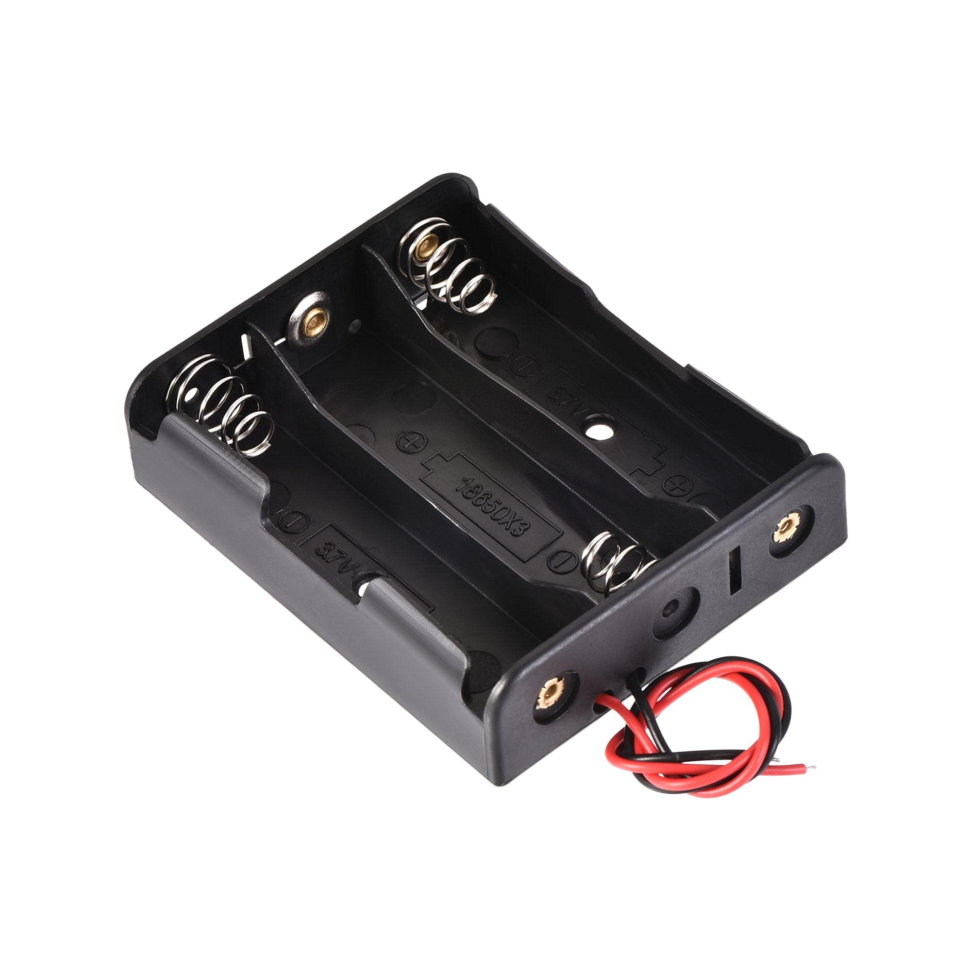 uxcell Battery Case Storage Box 3 Slots x 3.7V 2-Wire Lead for 3 x 18650 Battery 10 Pcs