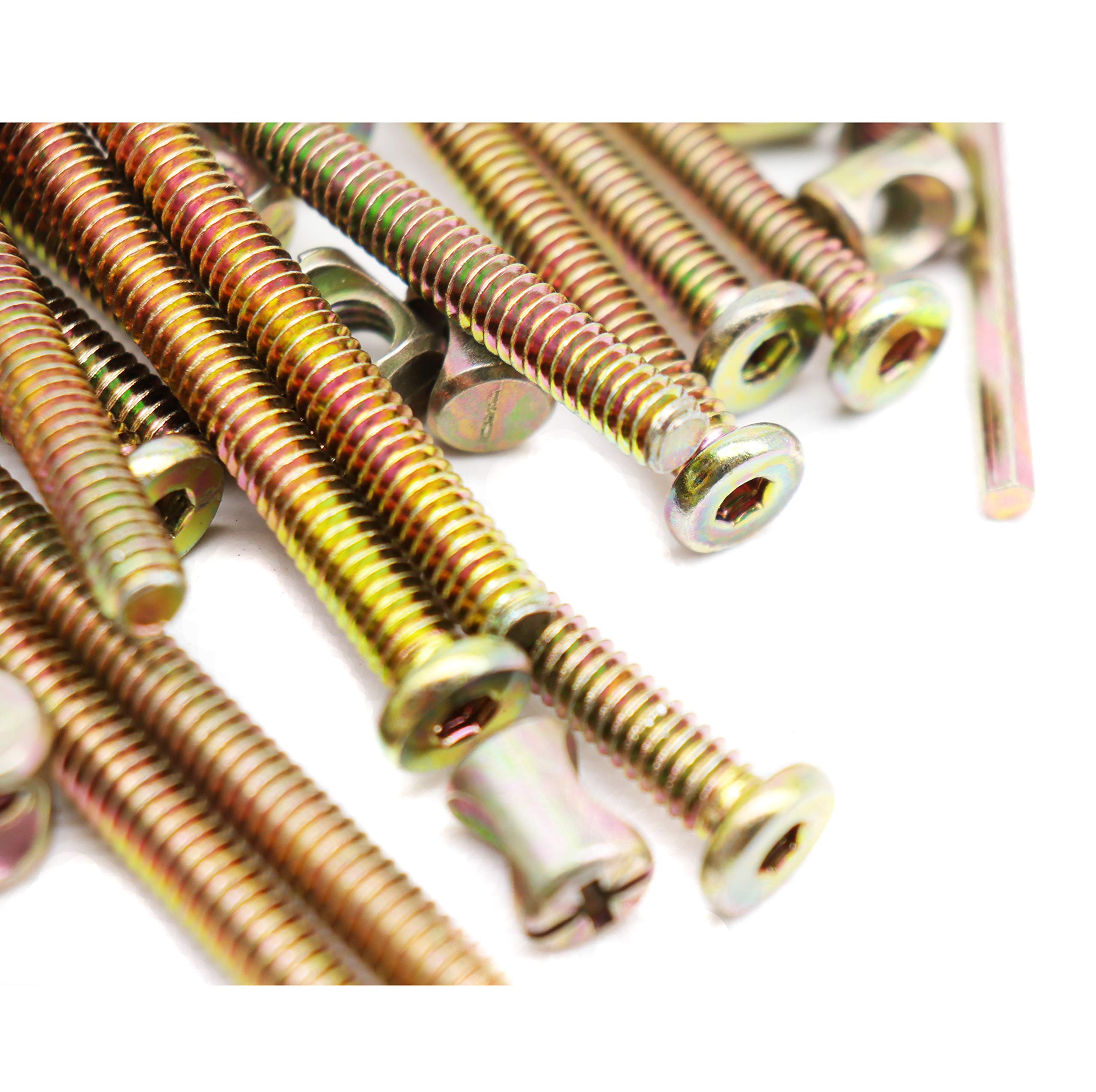 binifiMux 15-Pack 1/4-20 x 3 Crib Screws, Zinc Plated Hex Socket Cap Bolts Barrel Nuts for Bunk Bed Cots Chiars Furniture