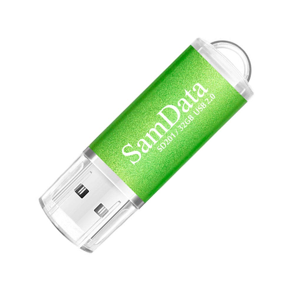 SamData 5 Pack 32GB USB Flash Drives USB 2.0 Thumb Drives Memory Stick Jump Drive Zip Drive, 5 Colors: Black Blue Green Gold Red