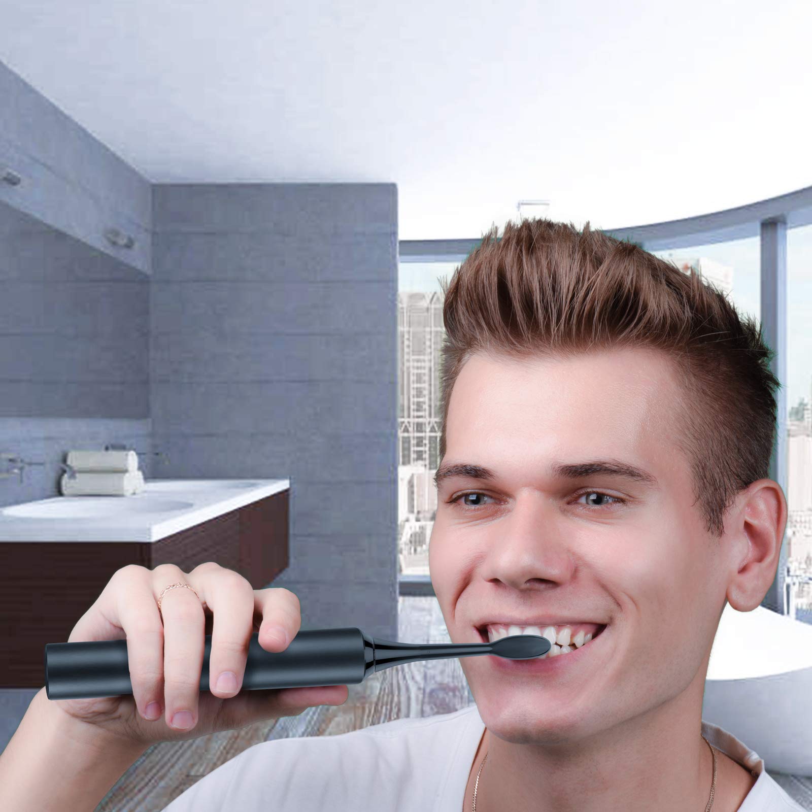 Lächen Electric Toothbrush Double Pack, Sonic Toothbrushes with 10 Brush Heads, 5 Modes, 2 Travel Cases, Smart Timer, 48000VPM, USB Rechargeable Toothbrush for Adults