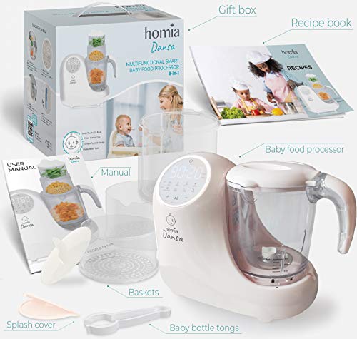 Baby Food Maker Chopper Grinder - Mills and Steamer 8 in 1 Processor for Toddlers - Steam, Blend, Chop, Disinfect, Clean, 20 Oz Tritan Stirring Cup, Touch Control Panel, Auto Shut-Off, 110V Only