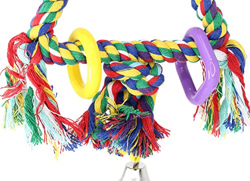 Bonka Bird Toys 1325 Tiny Rope Triangle Swing Colorful Cotton Metal Plastic Climbing Quaker Parrot Parrotlet Cockatiel Budgie