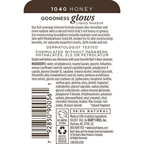 Burt's Bees Goodness Glows Liquid Makeup, Honey - 1.0 Ounce