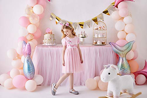 DXTON Toddler Summer Dresses Casual Short Sleeve Girl Tutu Party Dresses SH4570-3T Pink