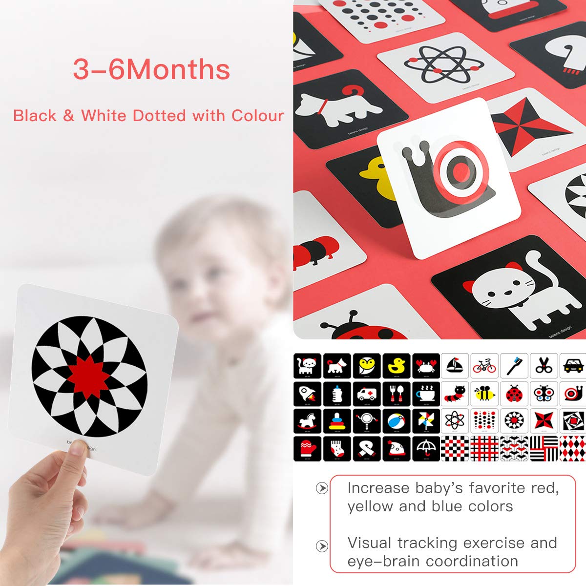 beiens Large Alphabet Flash Cards for Toddlers 1-4 Years, Baby Thinking&Cognition Flash Cards, ABC Learning, Letters Cards, Learning Toy Educational Preschool Gift, 26 Pages/52 Sides, 4.72'' x 4.72''