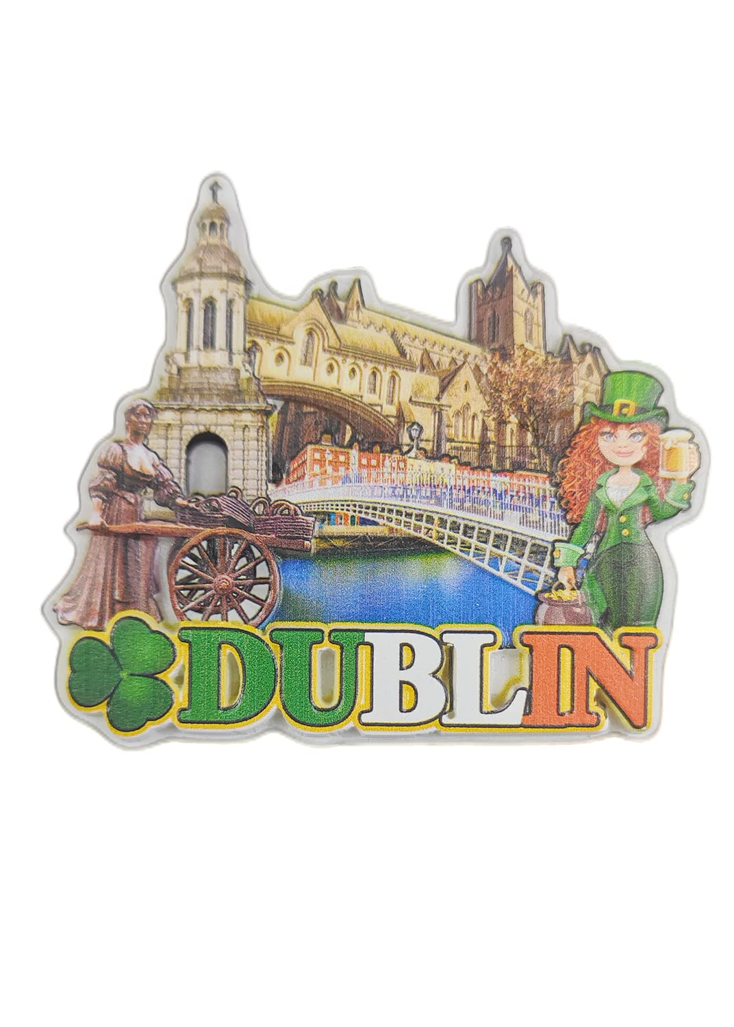 3D Dublin Ireland Fridge Magnet Travel Souvenir Refrigerator Magnetic Sticker Hand Painted Craft Collection
