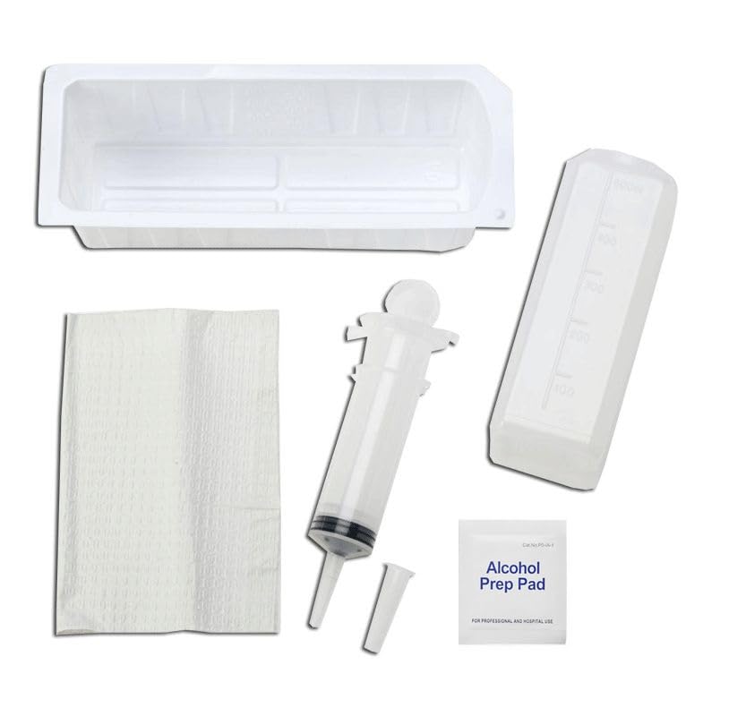 AmeriCan Goods Piston Irrigation Tray Sterile 60ml with Container, Tray, Tip Protector, Drare, Alcohol Prep Pad (1)