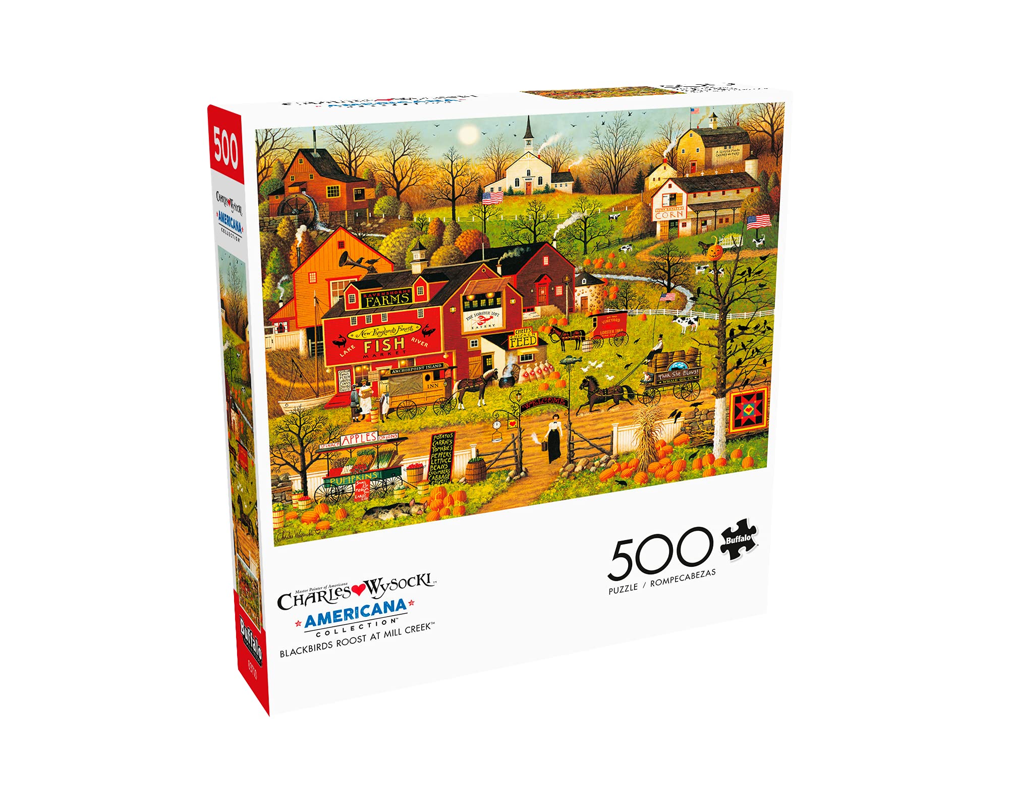 Buffalo Games - Charles Wysocki - Blackbirds Roost at Mill Creek - 500 Piece Jigsaw Puzzle for Adults -Challenging Puzzle Perfect for Game Nights - Finished Size is 21.25 x 15.00