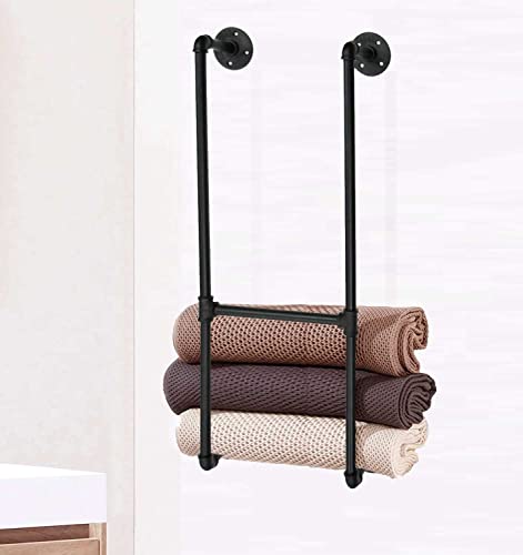 Bathroom Towel Rack, Wall Mounted Industrial Pipe Organizer Holder, Bath Hand Towel Washclothese Storage Holder, RV Camper Organizer Shelf