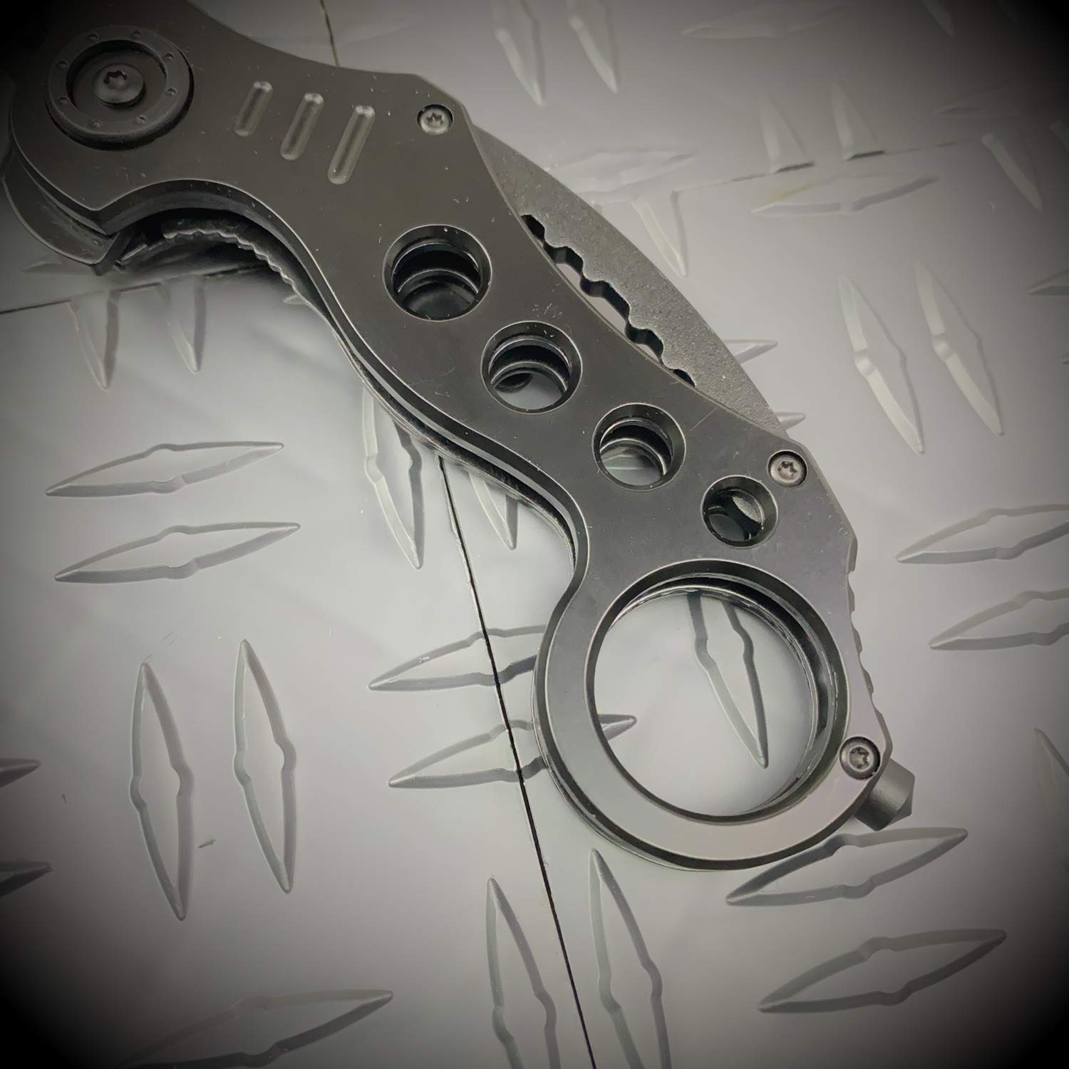 7.5" Black Falcon Claw Full Metal Pocket Folding Knife. Stainless Steel Blade. For Compaing, fishing, Outdoor Use and EDC (Black)