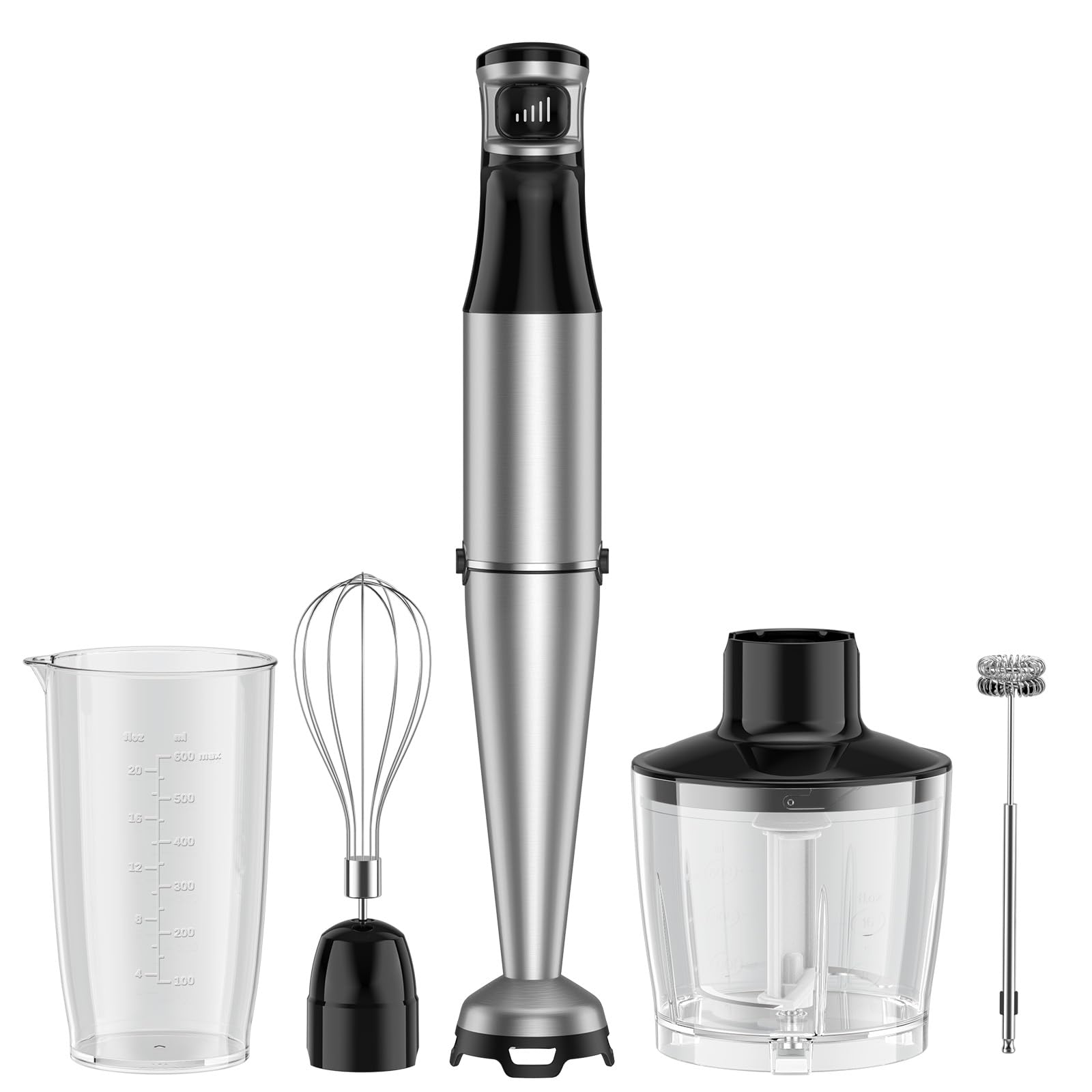 5 IN 1 Immersion Blender Handheld Set 1000W Heavy Duty Hand Blender with Milk Frother, Beaker, Whisk, Chopper Stick Blender Emulsifier for Soup, Smoothie, Puree