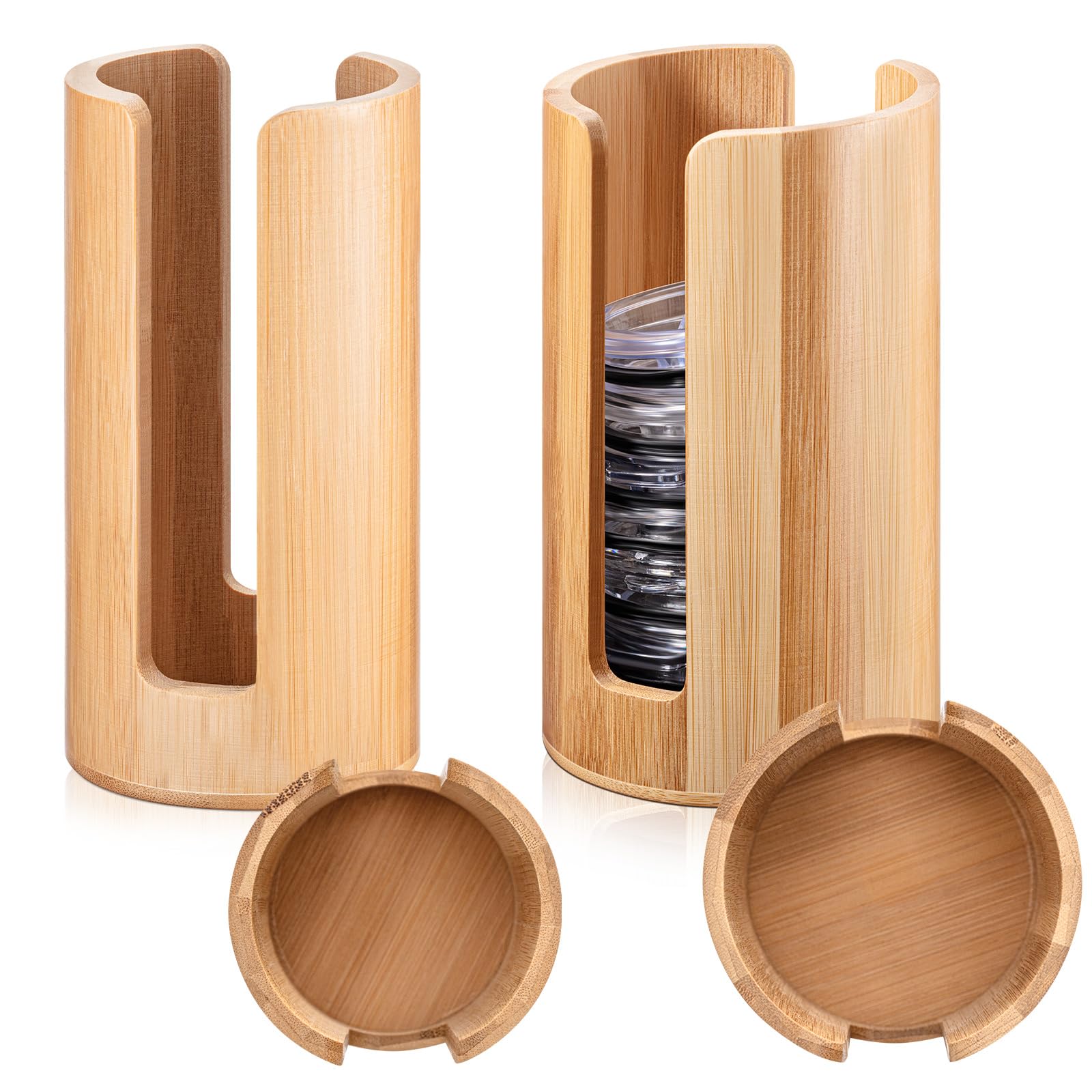 Suclain 2 Pcs Mason Jar Lid Organizer(One for Wide Mouth and One for Regular Mouth), Vertical Mason Jar Lid Storage Mason Jar Accessories Tumbler Lid Holder Bamboo Cup Lid Organizer