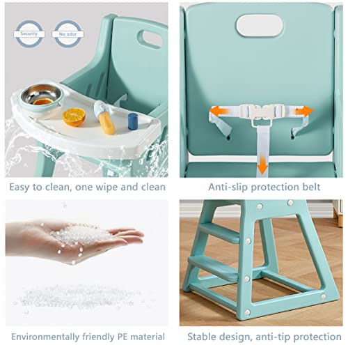 Baby Highchair,Children's Dining Chair, Safe and Solid Shape Structure Design, with Telescopic Gear Adjustable Feeding Tray, Can be Directly Washed (Grey)
