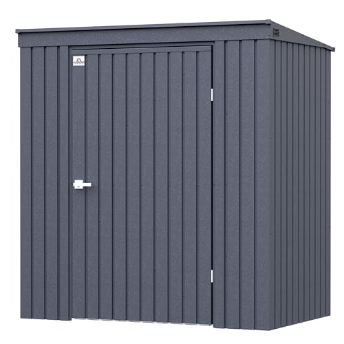 Arrow Shed Elite 6' x 4' Outdoor Lockable Steel Storage Shed Building with Pent Roof, Anthracite
