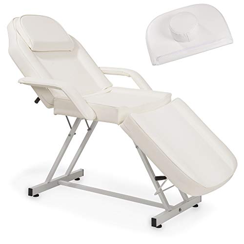 Lovpear Adjustable Massage Bed Waxing Table for Profeesioanl Tattoo Chair Eyelash Chair Salon Spa Equipment(White)