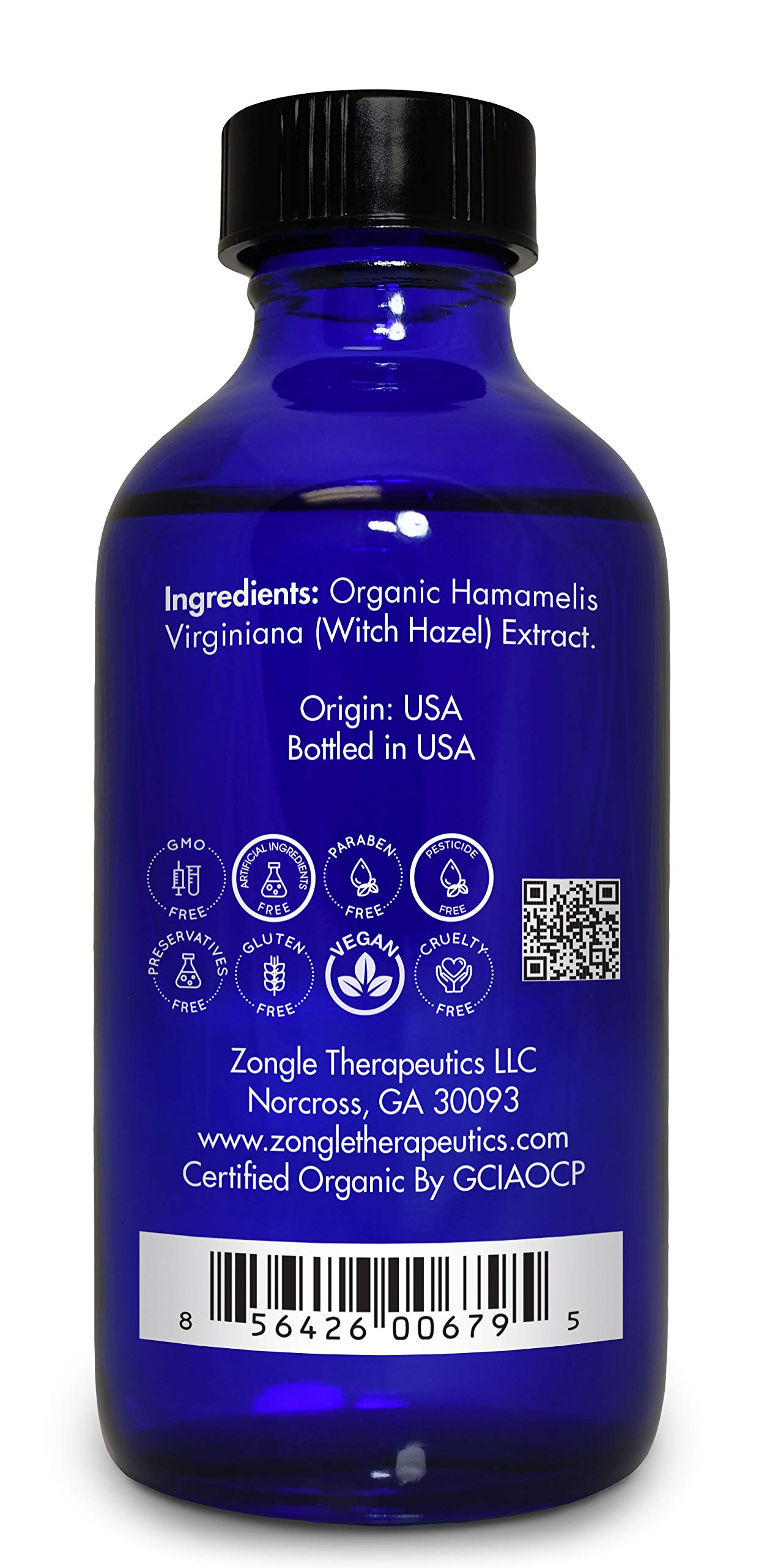 Organic, Witch Hazel – 100% Pure, Witch Hazel, for Face, Acne, Butt, Skin, Scalp, Hair, Body by Zongle Therapeutics, 4 OZ