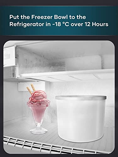 Ice Cream Maker Machine, INTASTING 1.6 Quart Frozen Yogurt-Sorbet, Auto Shut-Off, Double-Insulated Freezer Bowl, Suitable for Homemade Ice Cream, Gelato