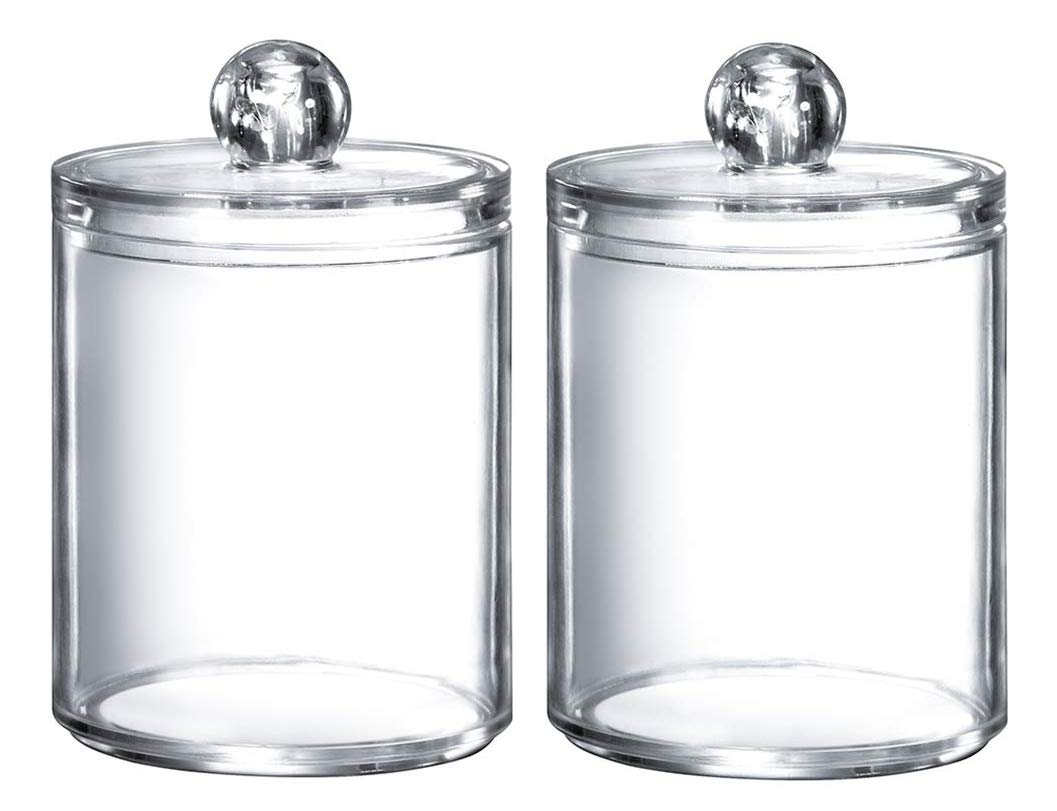 Kamay's 2PCS Transparent Dust-proof Cotton Ball Pad Swabs Make Up Pads Dispenser Holder Organizer Container with lid Multifunction Acrylic Cosmetic Makeup Organizer (SF-297-2)