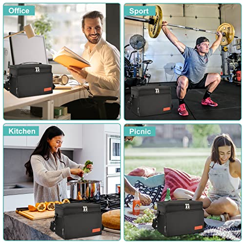 Adult Lunch Bag Men Women Insulated Lunch Box Thermal Cooler Lunch Tote Bag with Adjustable Shoulder Strap for Nurse Office Work Picnic Beach and School