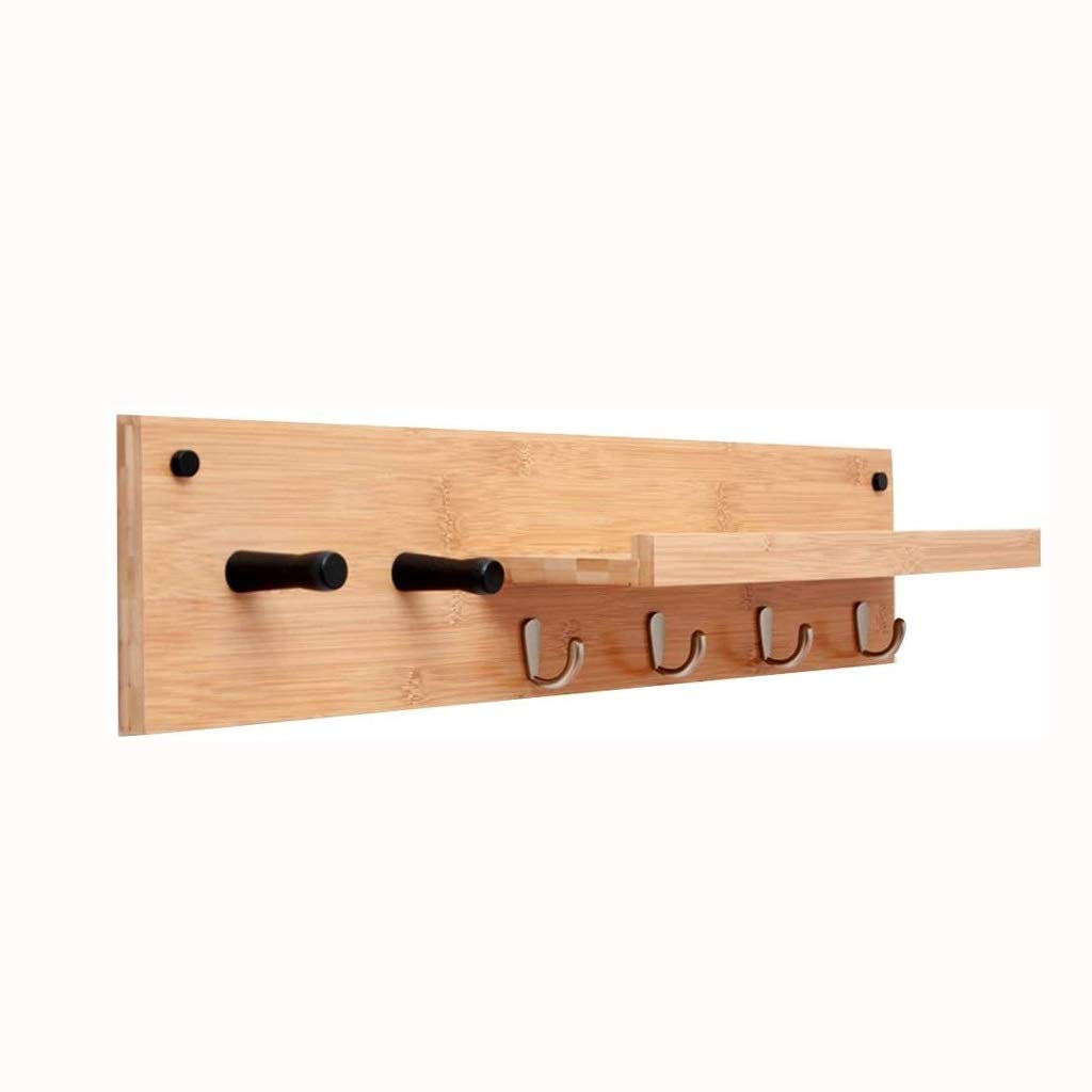 JJZXD Wall Mounted Shelf,Wooden Country Style,Entryway Shelf Rustic Hooks-Solid,Wood Hook