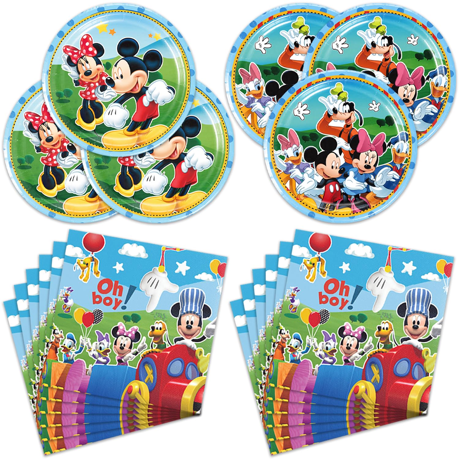 40Pack Mickey birthday Party Supplies include 20 plates, 20 napkins for the Mickey party decoration