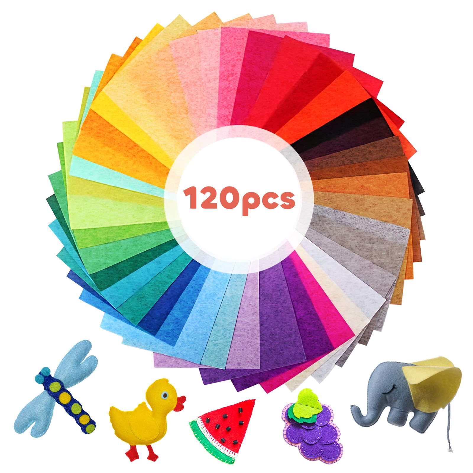 Liubeili Felt Fabric Sheets, 120 PCS 12 x 8 Inch Felt Squares for Crafts 40 Assorted Color 1 mm Thickness Felt Sheets for DIY Craft School Sewing Projects