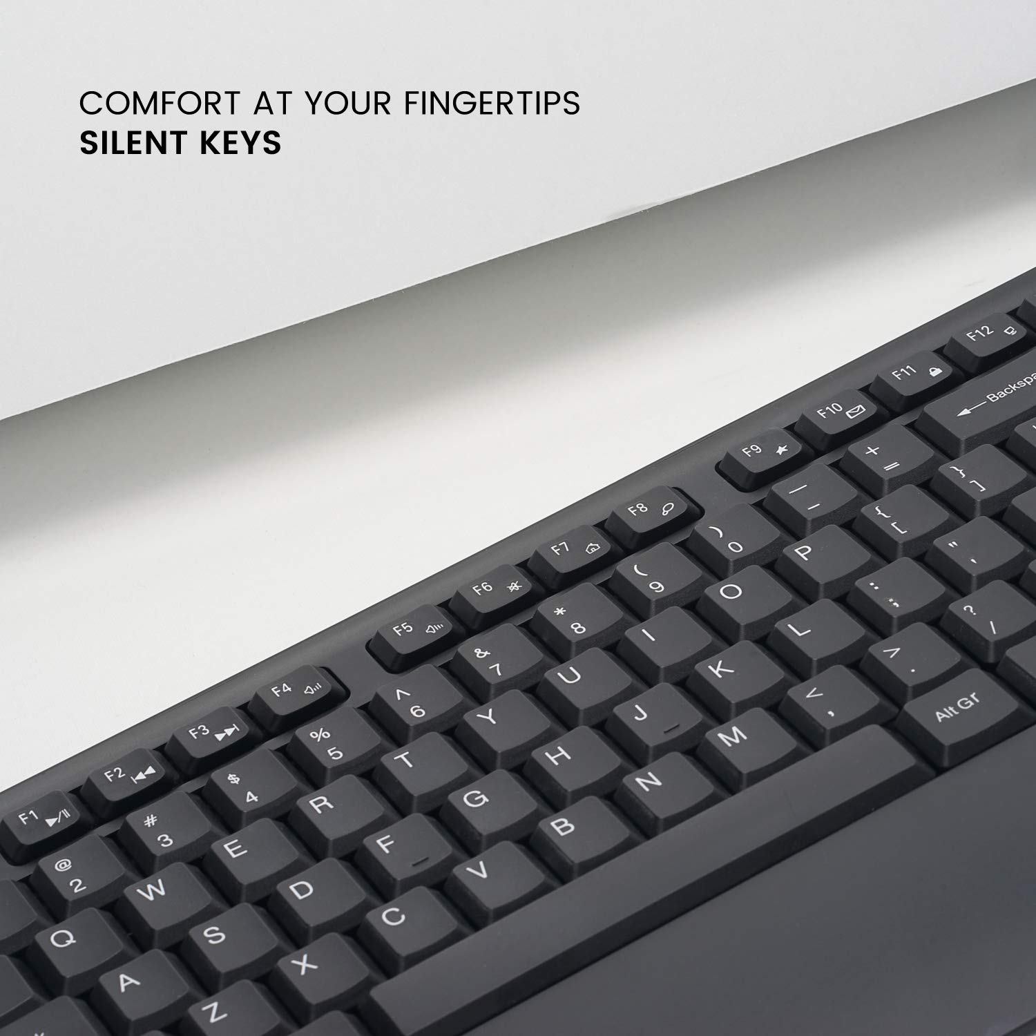 Perixx PERIDUO-714, Wireless Standard Keyboard and Mouse Combo Set, Black (11668)