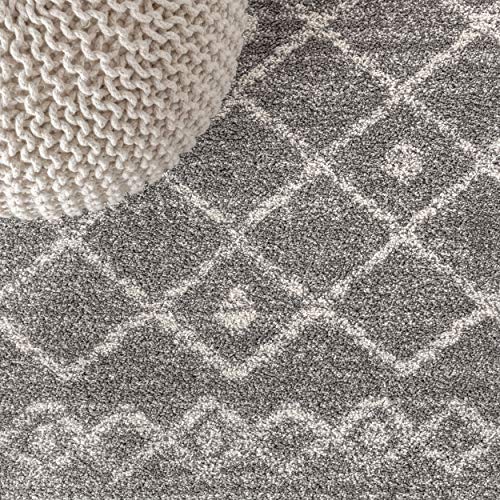 JONATHAN Y MOH208C-28 Aksil Moroccan Beni Souk Indoor Farmhouse Area-Rug Bohemian Minimalistic Geometric Easy-Cleaning Bedroom Kitchen Living Room Non Shedding, 2 ft x 8 ft, Gray/Cream