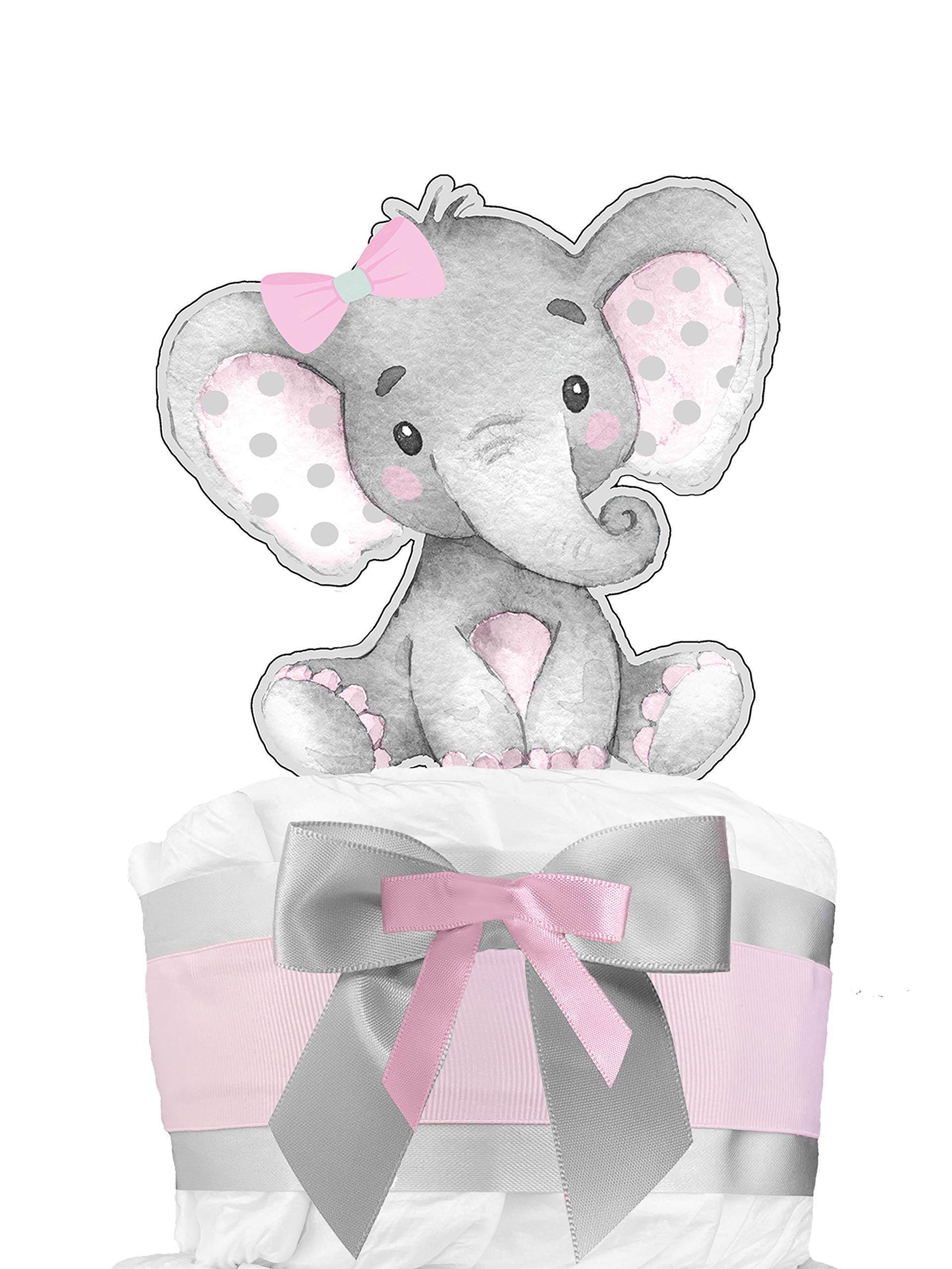 Elephant Diaper Cake - Cutest Little Peanut - Pink and Gray
