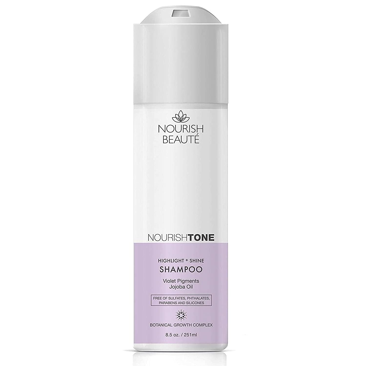 Nourish Beaute Sulfate Free Hair Growth Shampoo to Tone, Highlight and Shine with Violet Pigments and Jojoba Oil, Cruelty Free
