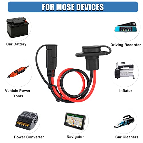 3PCS Sae Connector, SAE Quick Connector Harness, 1FT 12AWG SAE Adapter Male Plug to Female Socket Cable, Waterproof SAE Extension Cord for Solar Panel Generator Battery Charger Battery Tender cable