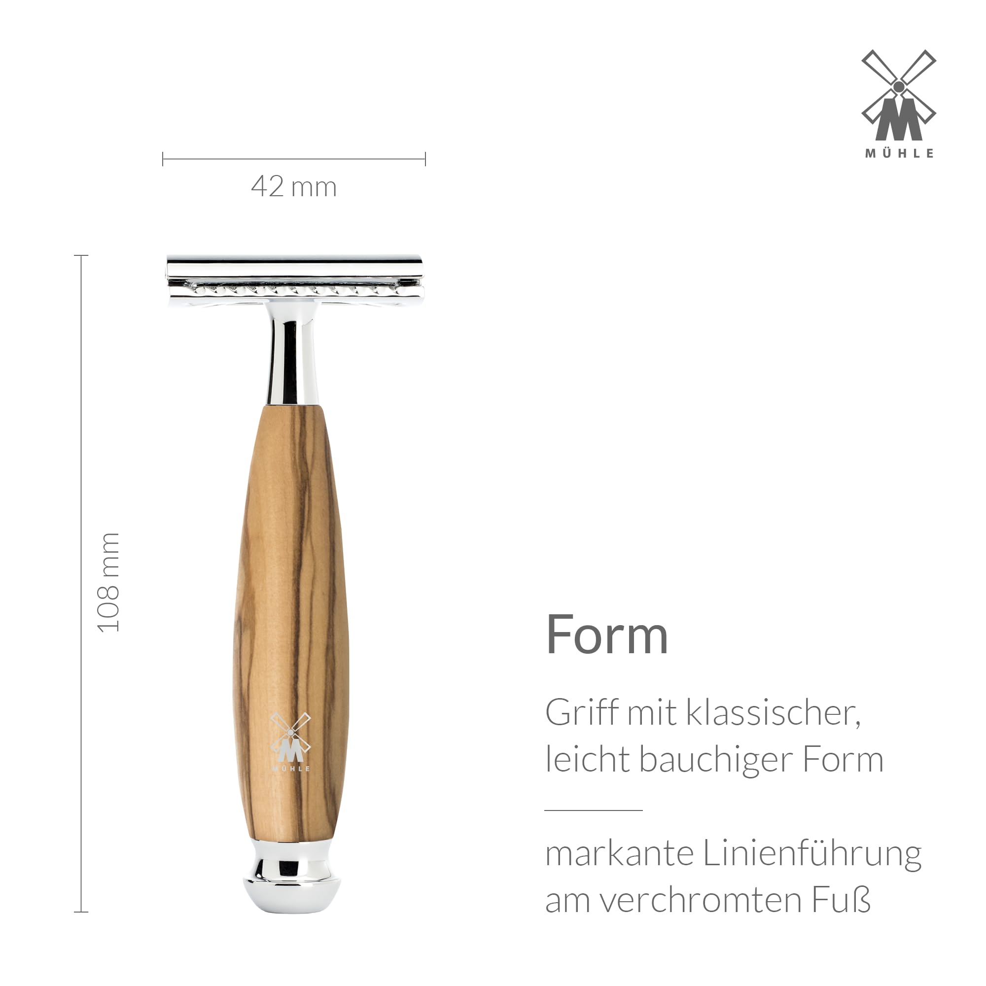 MÜHLE VIVO 4-piece Pure Badger Modern Safety Razor Luxury Wet Shaving Set - Perfect for Every Day Use, Barbershop Quality Close Smooth Shave