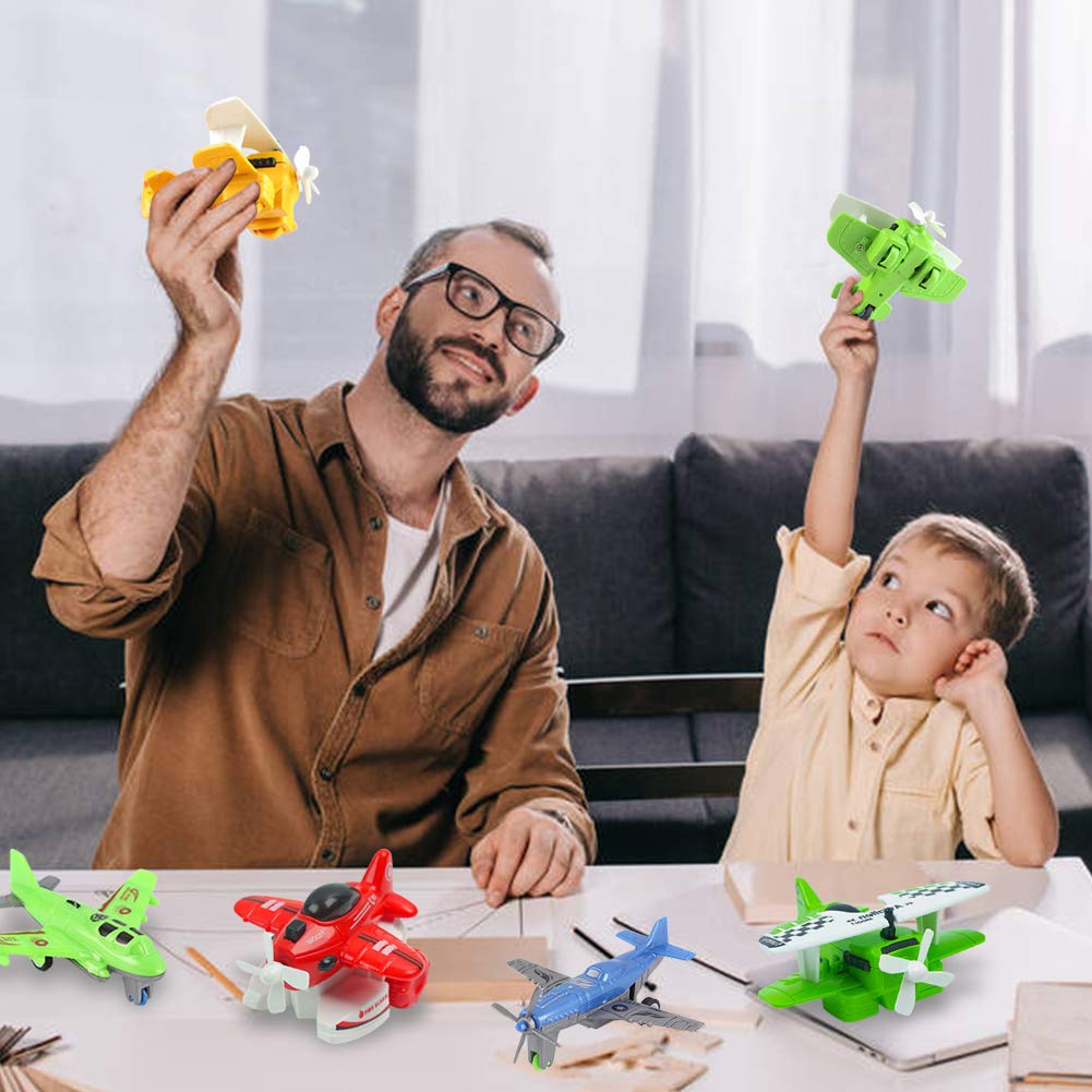 3 otters 8PCS Airplanes for Kids, Pull Back Airplanes Vehicle Playset Airplanes for Toddlers Friction Airplane Toy