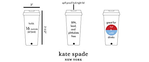Kate Spade New York 16 Ounce Insulated Travel Mug, Holiday Themed Double Wall Thermal Tumbler for Coffee/Tea, Joy