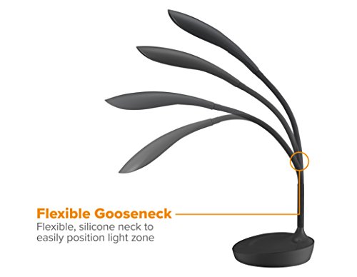 Bostitch Office LED Gooseneck Desk Lamp with USB Charging Port, 3 Dimming Levels, Touch Control, Black (VLED1502-BK)