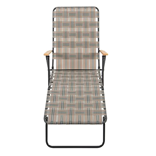 CAMP&GO 4-Position Folding Web Lawn Beach Lounger Chair, Multi