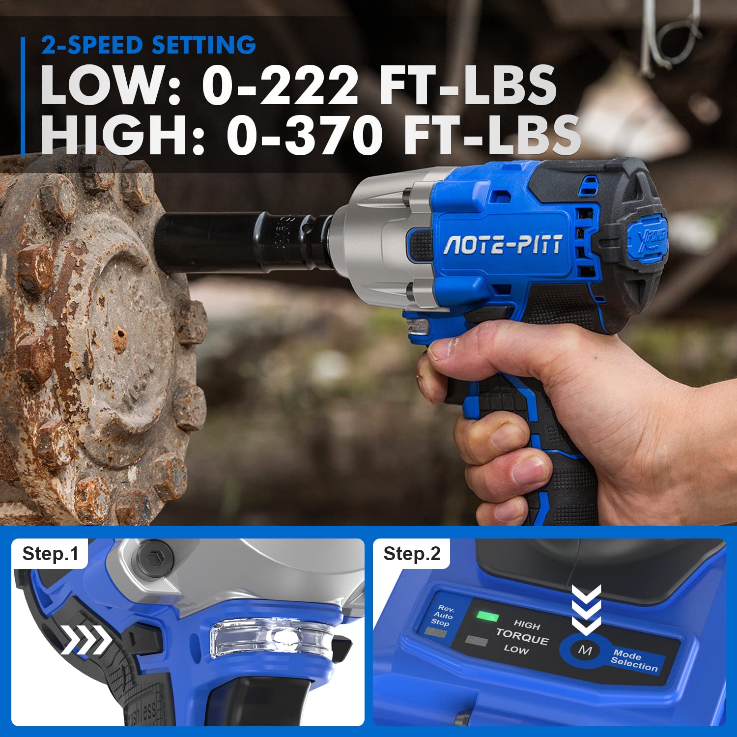 20V 370 Ft-lbs Brushless 1/2 Inch Impact Wrench Kit with 6 Sockets, 2Ah Battery, Charger, Bag
