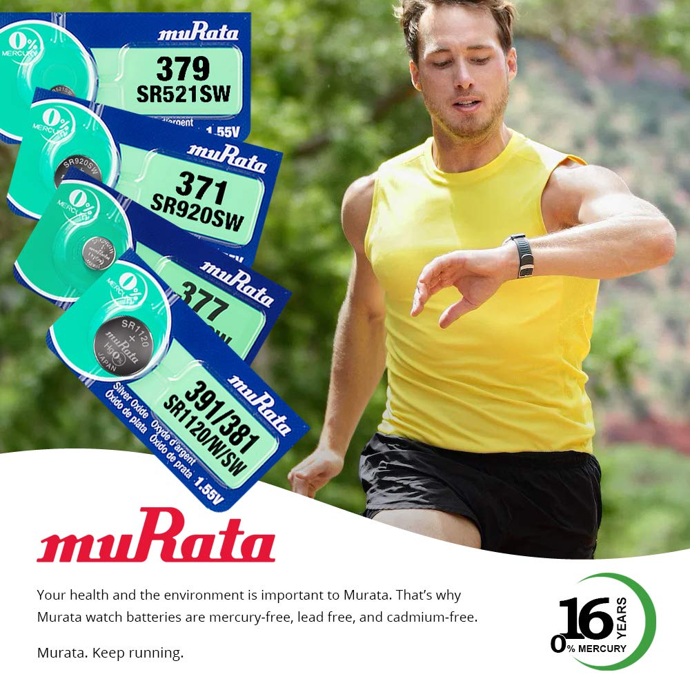 Murata 341 Battery SR714SW 1.55V Silver Oxide Watch Button Cell (5 Batteries)