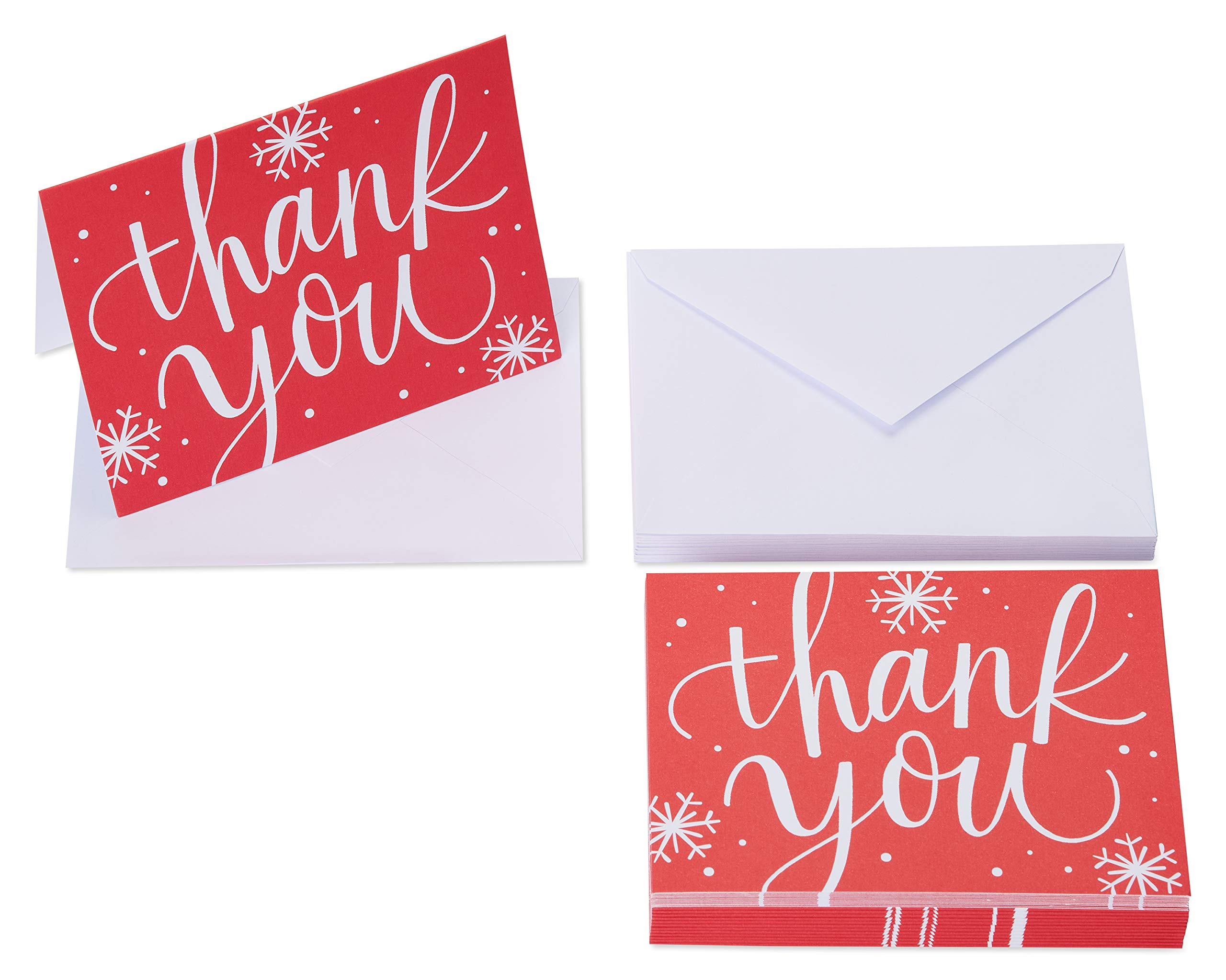 American Greetings Holiday Thank you Cards with Envelopes, Red Snowflakes (25-Count)