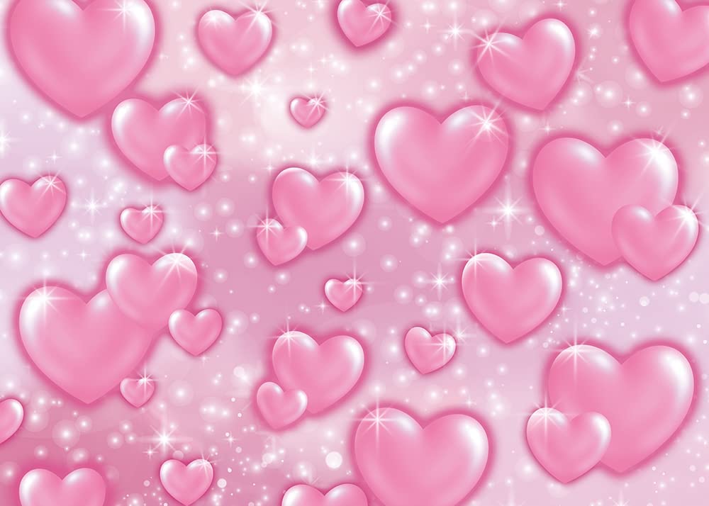 7x5ft Early 2000s Theme Pink Photography Background Pink Hearts Romantic Valentines Day Backdrop