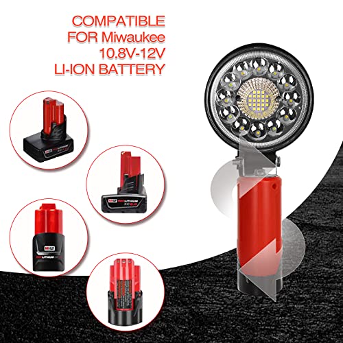 LouSdZoke Cordless LED Work Light for Milwaukee M12 10.8V-12V Li-ion Battery, 27W 6000LM Outdoor Jobsite Floodlight Handheld Flashlight with Pivoting Head