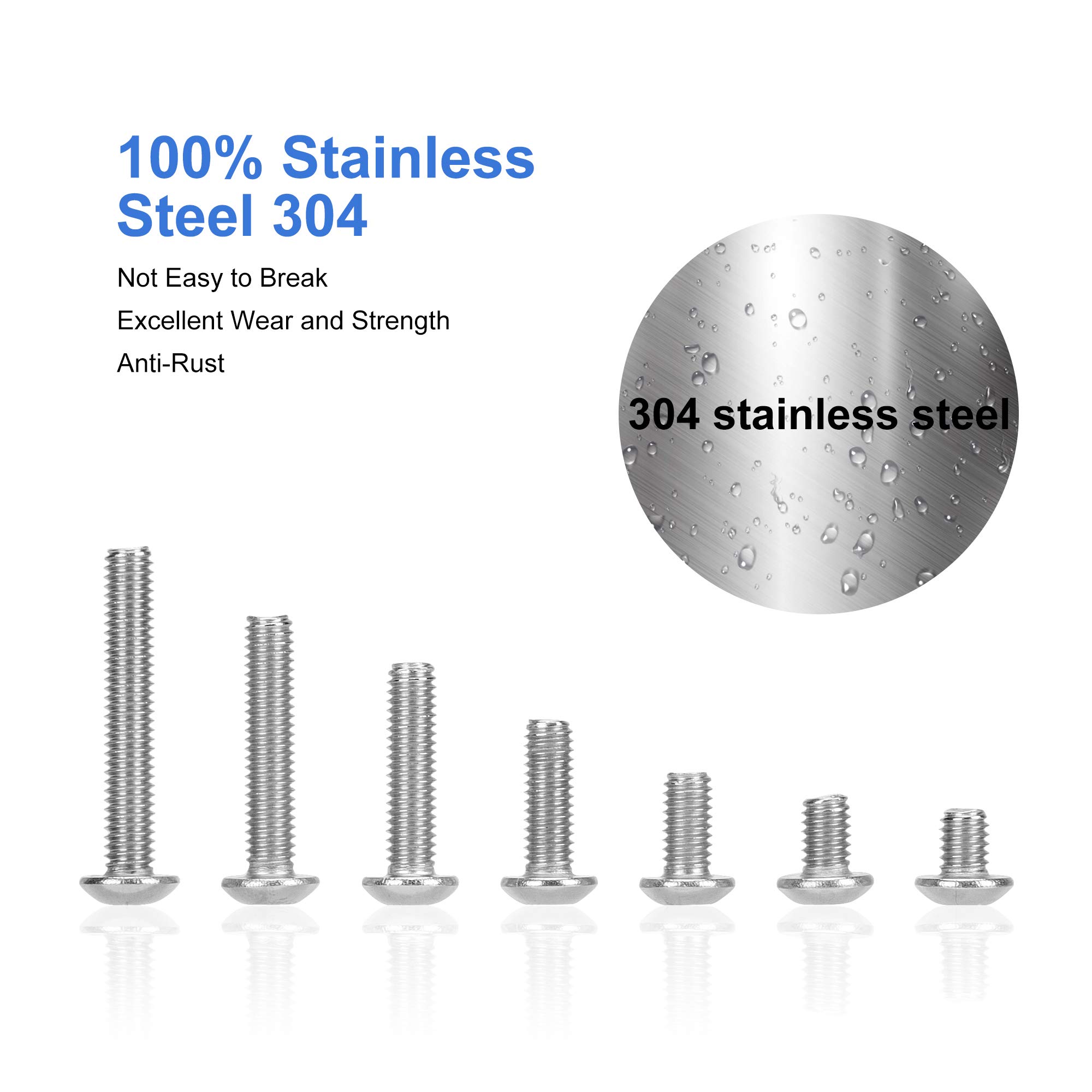 WELLOCKS Socket Cap Screw 251 PCS M4 Metric Bolts and Nuts Assortment Kit with Hex Wrench Button Head Stainless Steel 304 with Storage Box for Shelf Chair Desk Install Repair(D152)