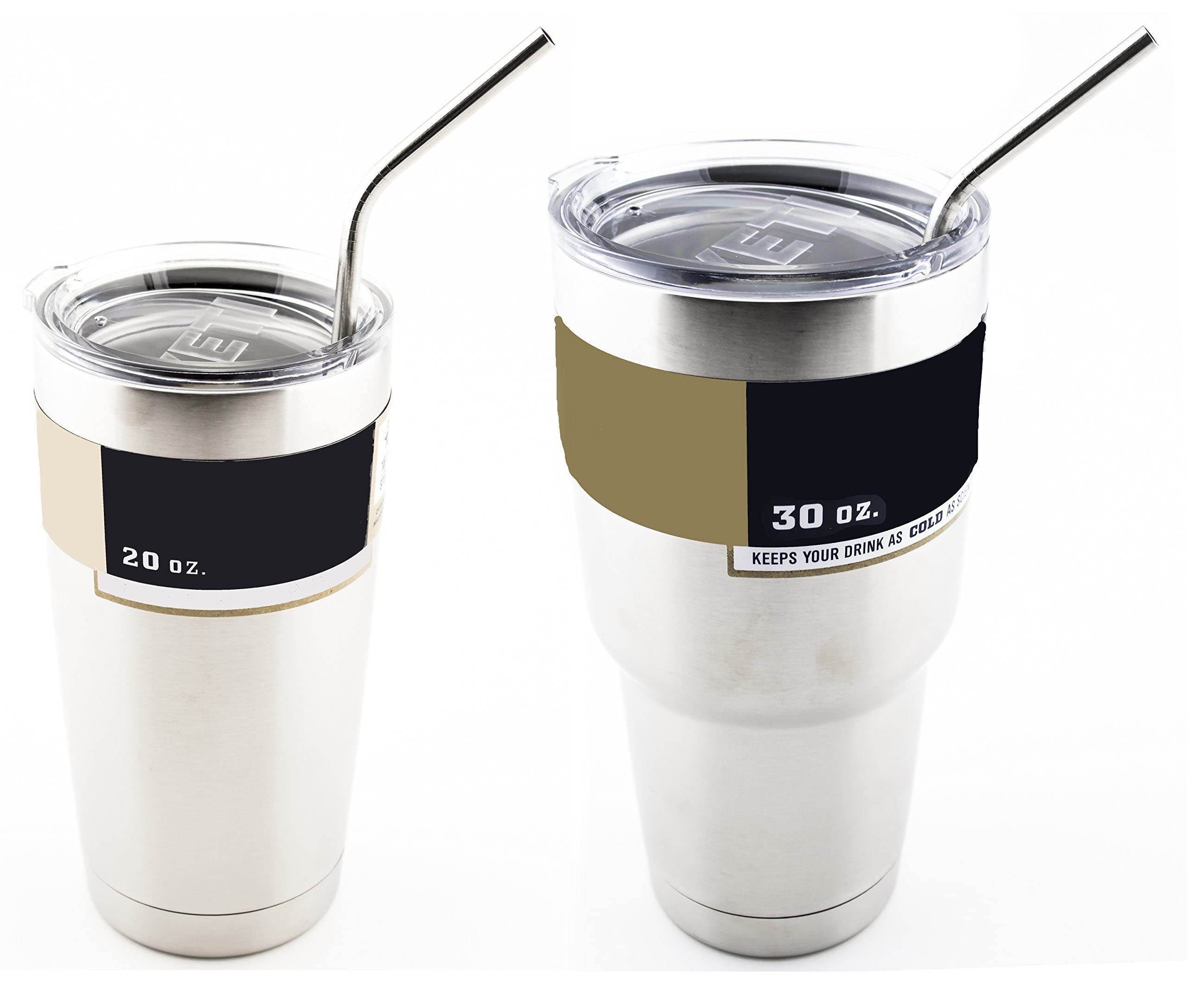 4 Bend Stainless Steel Straws Extra LONG fits 30 oz & 20 oz Yeti Tumbler Rambler Cups - CocoStraw Brand Drinking Straw (4 Bend Straws)